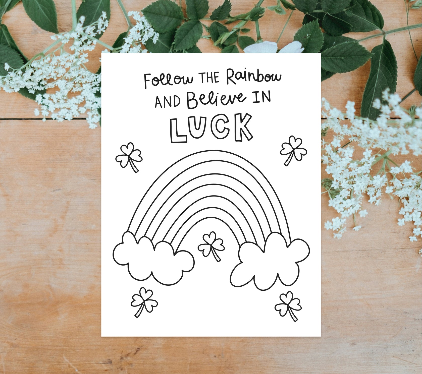 Rainbow coloring page for St. Patrick's Day – Wild cove prints