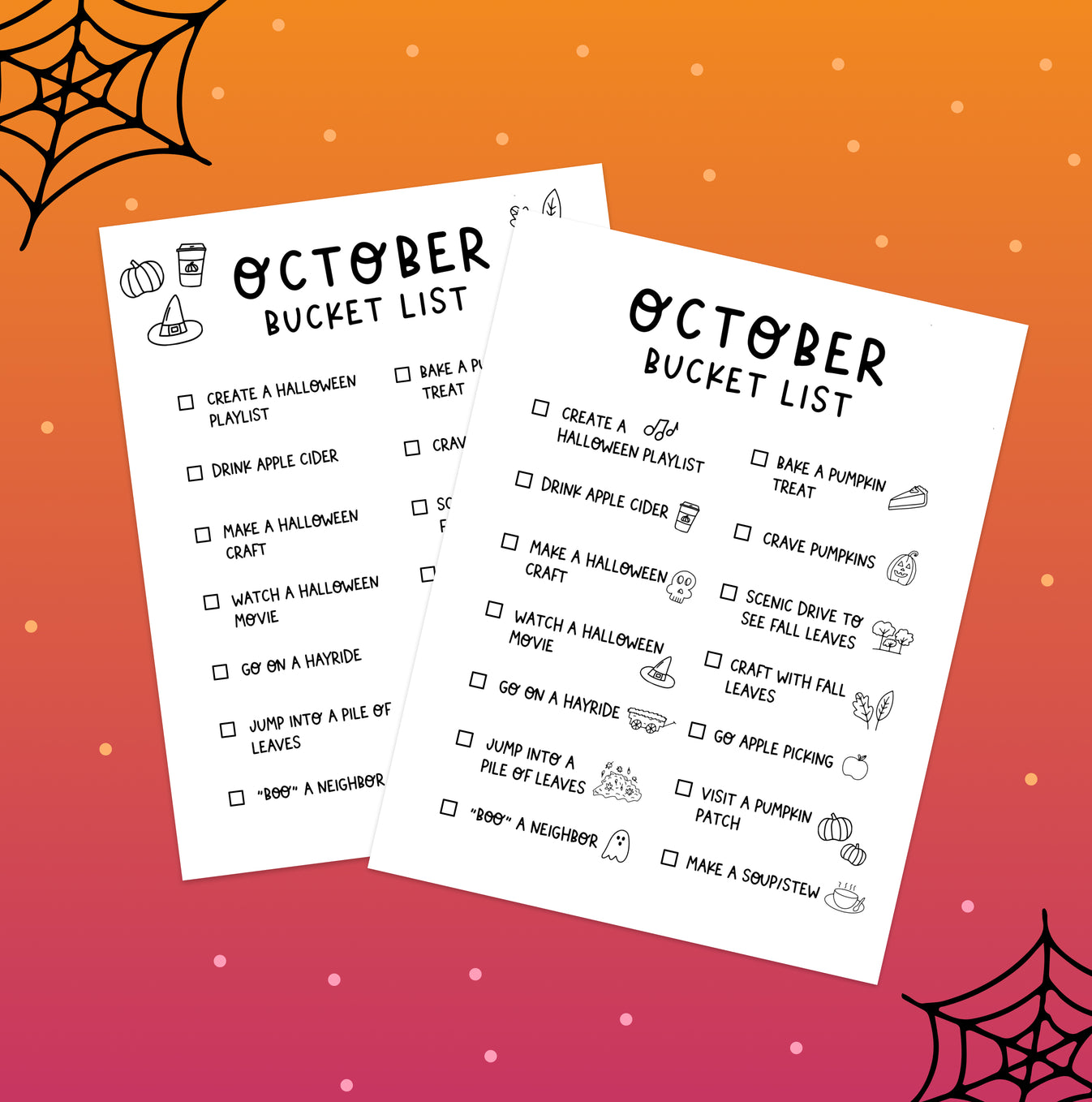 Printable October Halloween Bucket List – Wild cove prints